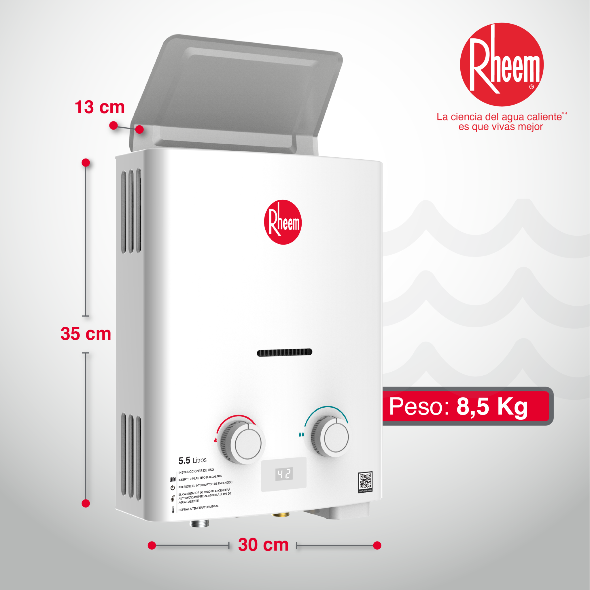 Calentador de agua 5.5lt Tiro Natural - Rheem Colombia