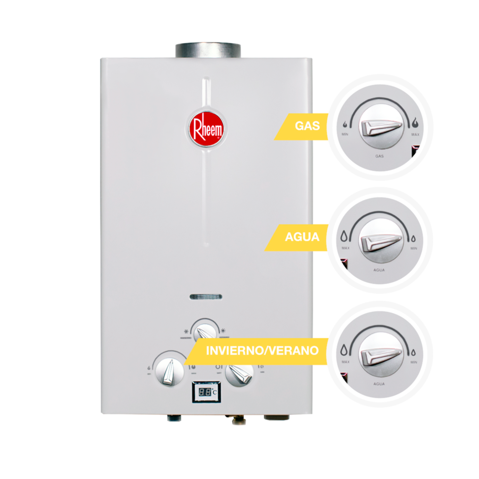 Terma a gas 10L Tiro Natural Class GLP - Rheem Perú